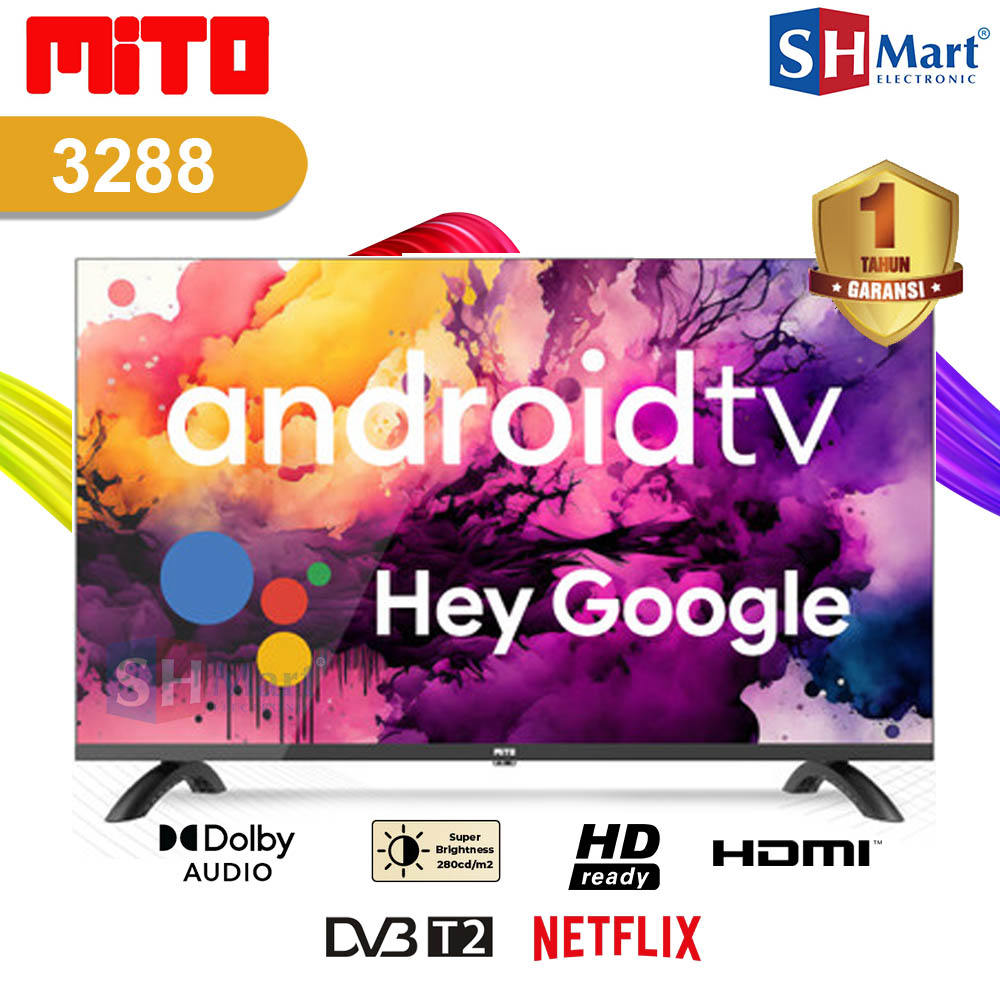 Jual TV MITO 32 INCH 3288 GOOGLE TV ANDROID 11.0 HDMI USB DOLBY AUDIO ...