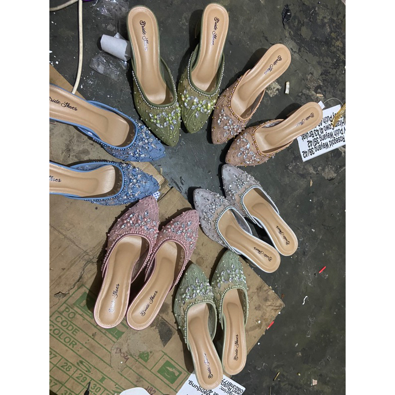 Jual BRIDE SHOES 5cm selop cantik payet slop manten slop wisuda sandal ...