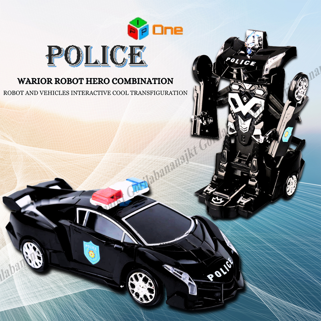Jual Mainan mobil robot Polisi Hitam 2 in 1 deformation | Shopee Indonesia