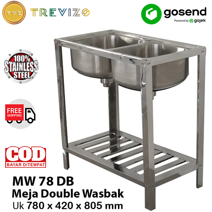 Jual Meja Bak Cuci Piring Dua 2 Lubang Meja Wastafel Stainless portable ...