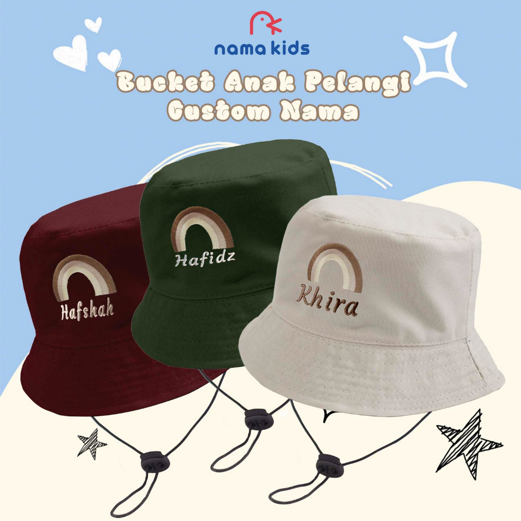 Jual BUCKET BORDIR NAMA PELANGI NAMA TOPI BUCKET NAMA ANAK BAYI TOPI ...