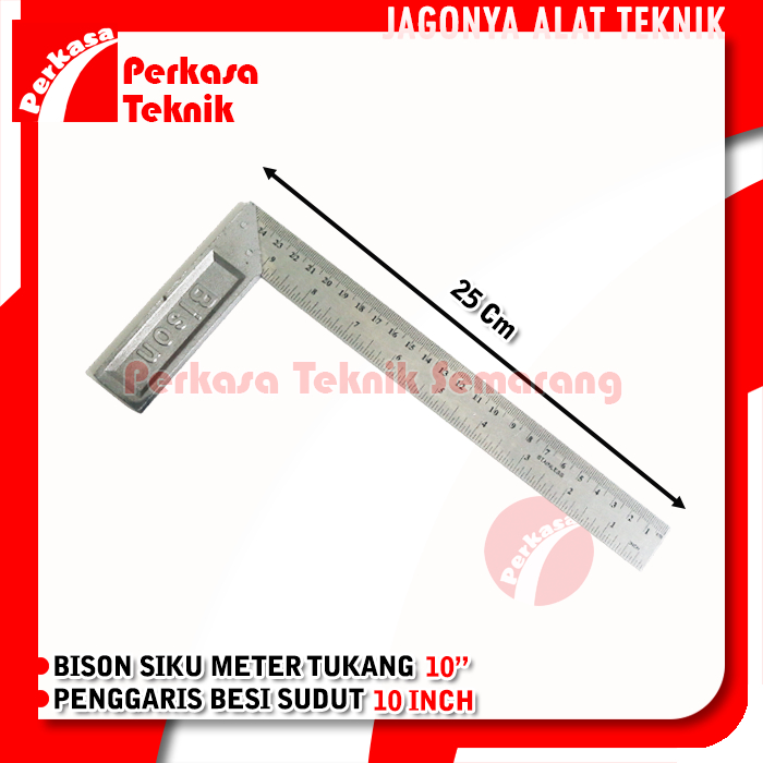 Jual BISON Siku Meter Tukang 10" Penggaris Besi Sudut 25cm 10 Inch | Shopee Indonesia