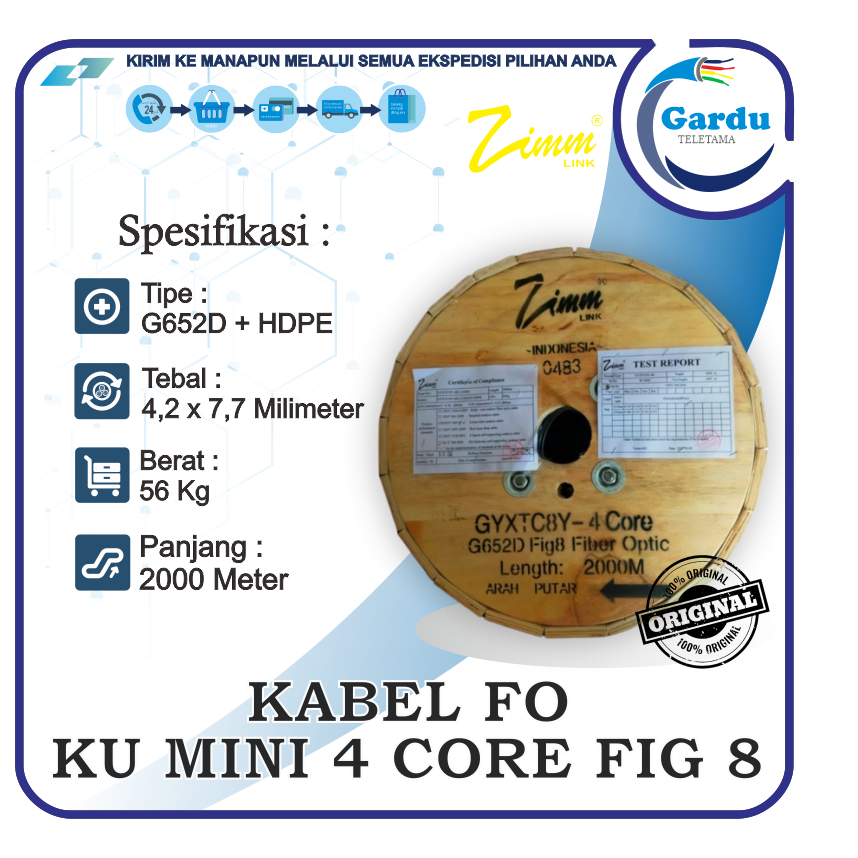 Jual Kabel FO KU Mini 4 Core Fig 8 JellyTube Merk Zimmlink/FibeArt ...