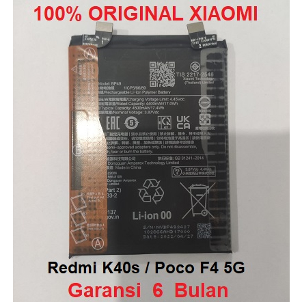Jual Baterai Battery Redmi K40s Poco F4 5G BP49 Original 100% | Shopee ...
