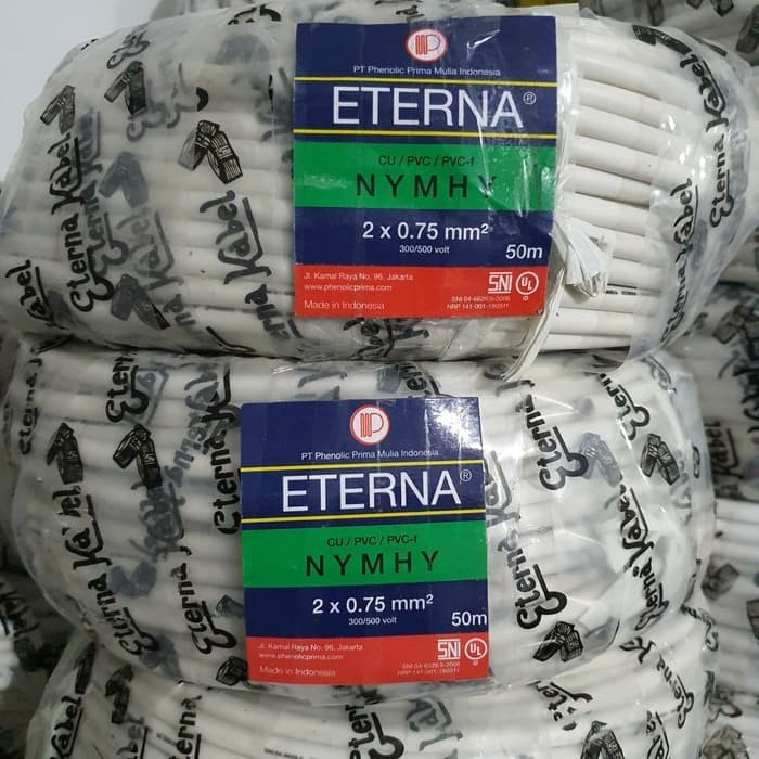 Jual KABEL LISTRIK NYMHY NYYHY ETERNA 2X0.75 2X0,75 MM SERABUT PER ROLL 50M | Shopee Indonesia