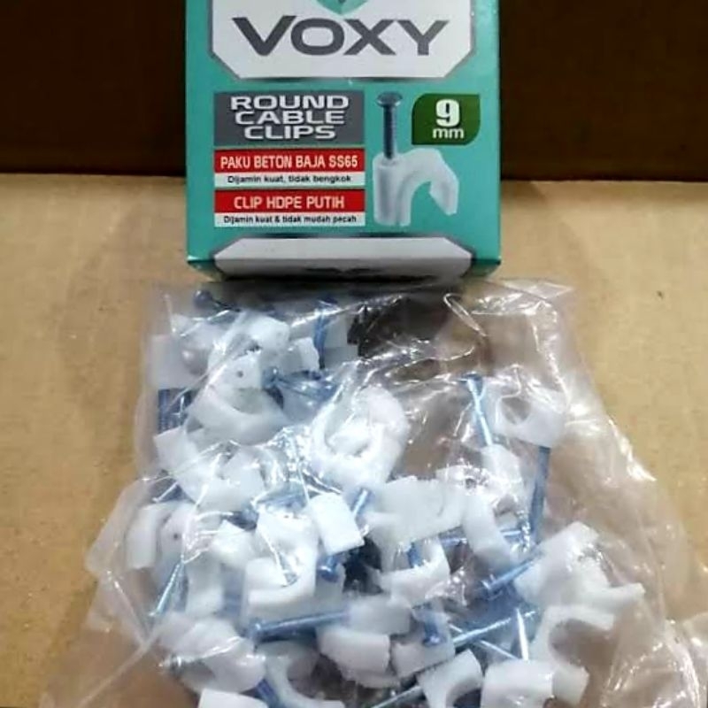 Jual (1KOTAK=50Biji) KLEM KABEL 17mm 17 mm Clem Putih Plastik Paku ...