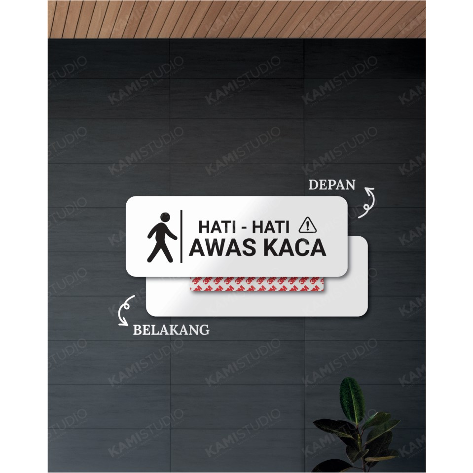 Jual TULISAN HATI HATI AWAS KACA 22X8 CM/ SIGN TEMPEL HATI HATI AWAS ...