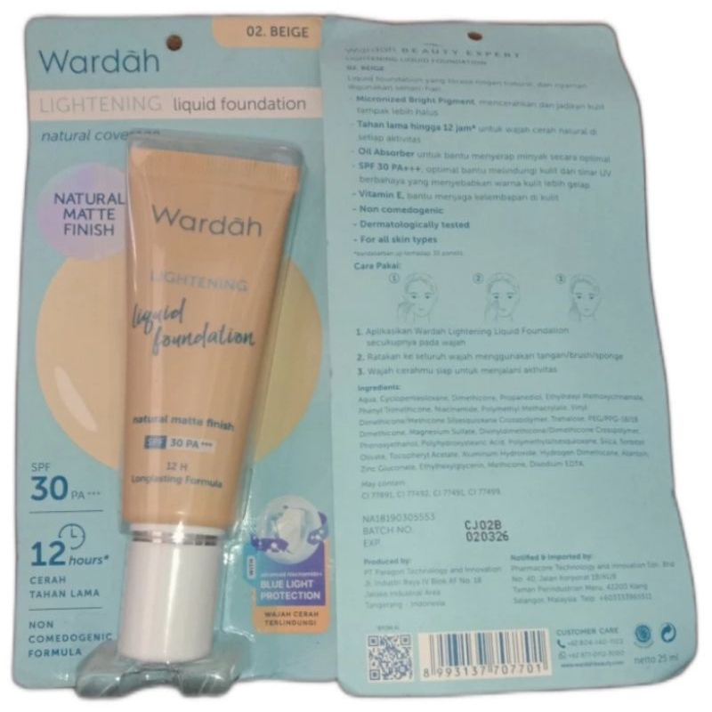 Jual Wardah Lightening Liquid Foundation Light Beige 25Ml, Wardah ...