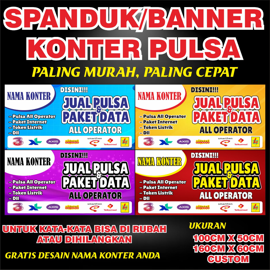 Jual BANNER-SPANDUK KONTER PULSA/TOKO PULSA FREE DESAIN TERMURAH | Shopee Indonesia