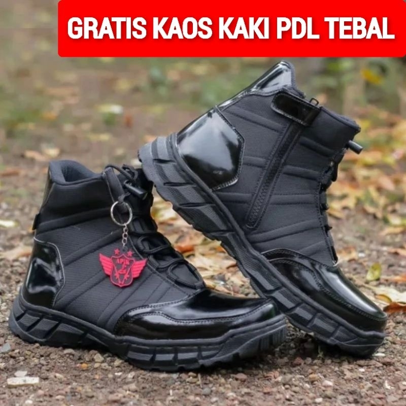Jual Sepatu Pdl Polantas Satlantas Model Ninja Pendek Kilap Glossy Dan ...