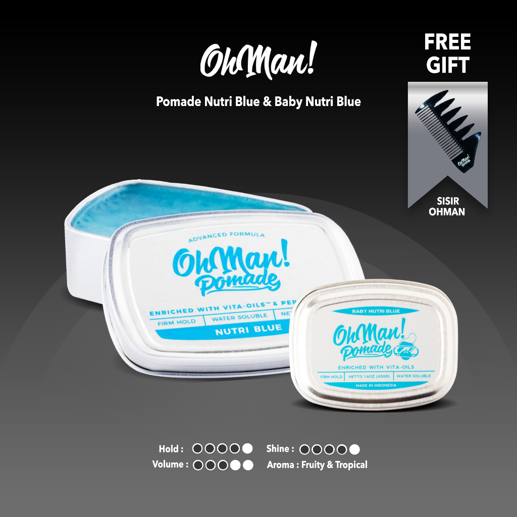 Jual SPESIAL BUNDLING! OhMan Pomade Waterbased Nutri Blue 85gr + Baby ...