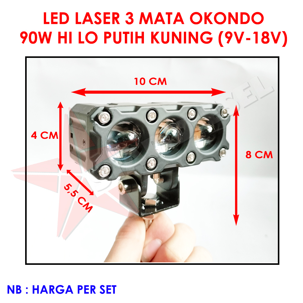 Jual LED LASER 3 MATA LAMPU GRILL LAMPU SOROT KECIL LAMPU LED LASER ...