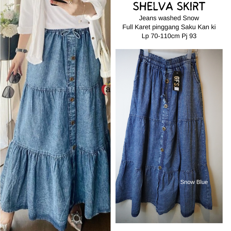 Jual Shelva Skirt | Rok Jeans Susun Canda | GFS | Shopee Indonesia