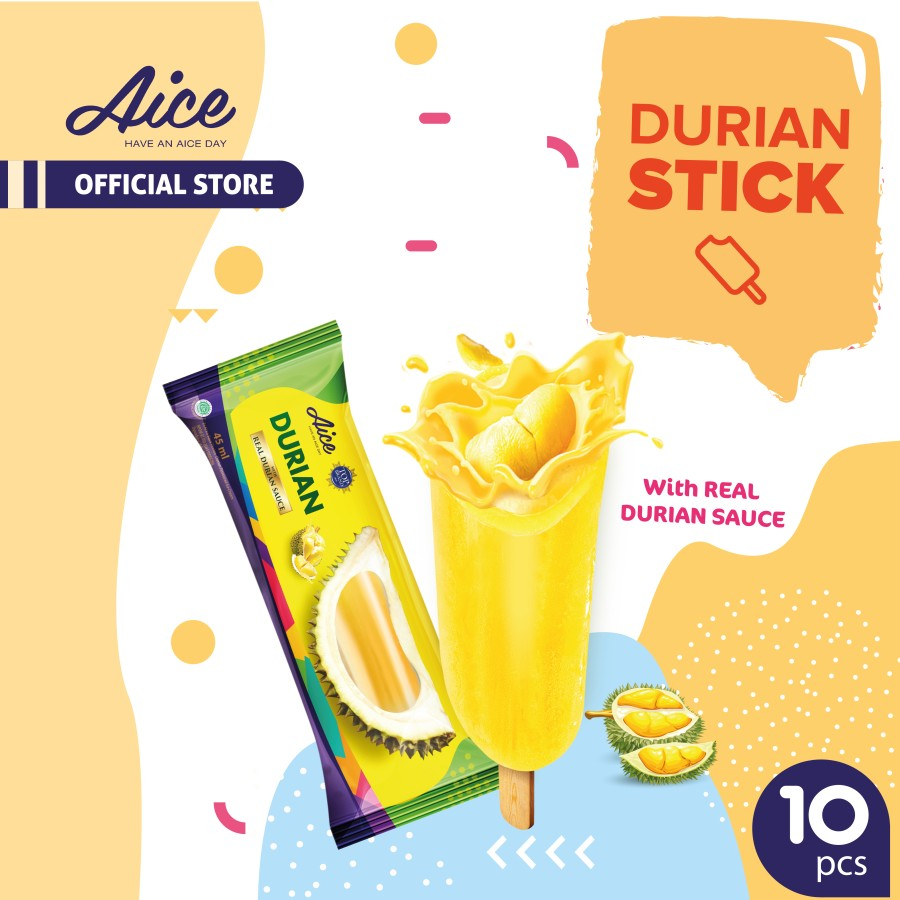 Jual Aice Ice Cream Durian Stick isi 10 pcs eskrim | Shopee Indonesia