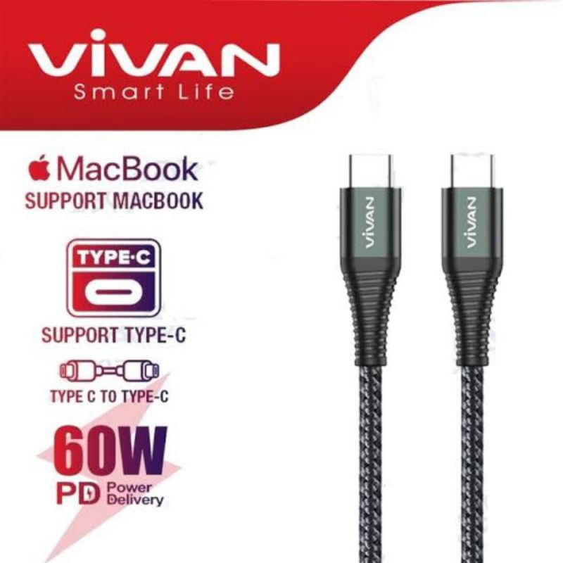Jual Kabel Data Charger Cas Vivan KPD100s Type C to Type C 60w Quick ...