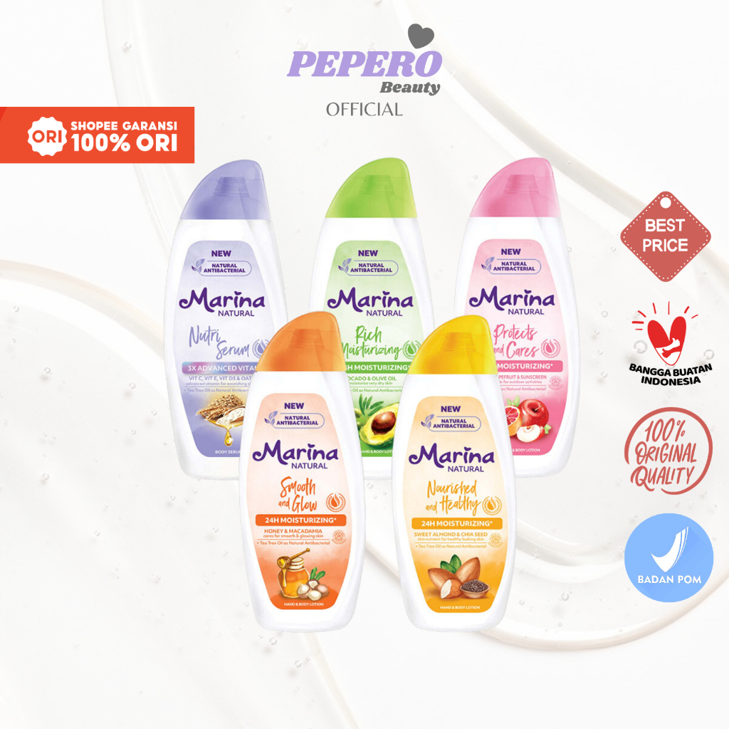 Jual MARINA Natural Hand Body Lotion - Body Serum 95ml | 150ml | 250ml | Shopee Indonesia