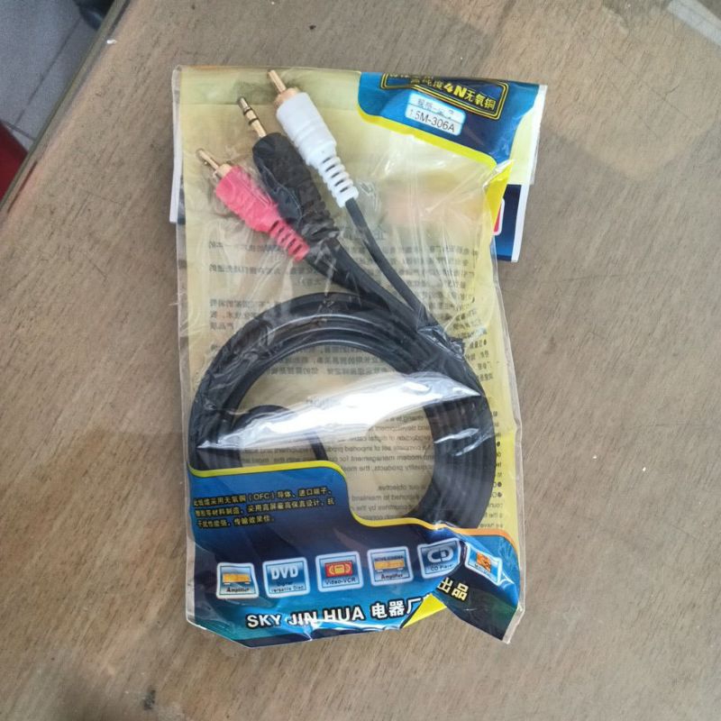 Jual kabel audio 2 in 1 rca 1.5m kabel 3.5mm to rca | Shopee Indonesia