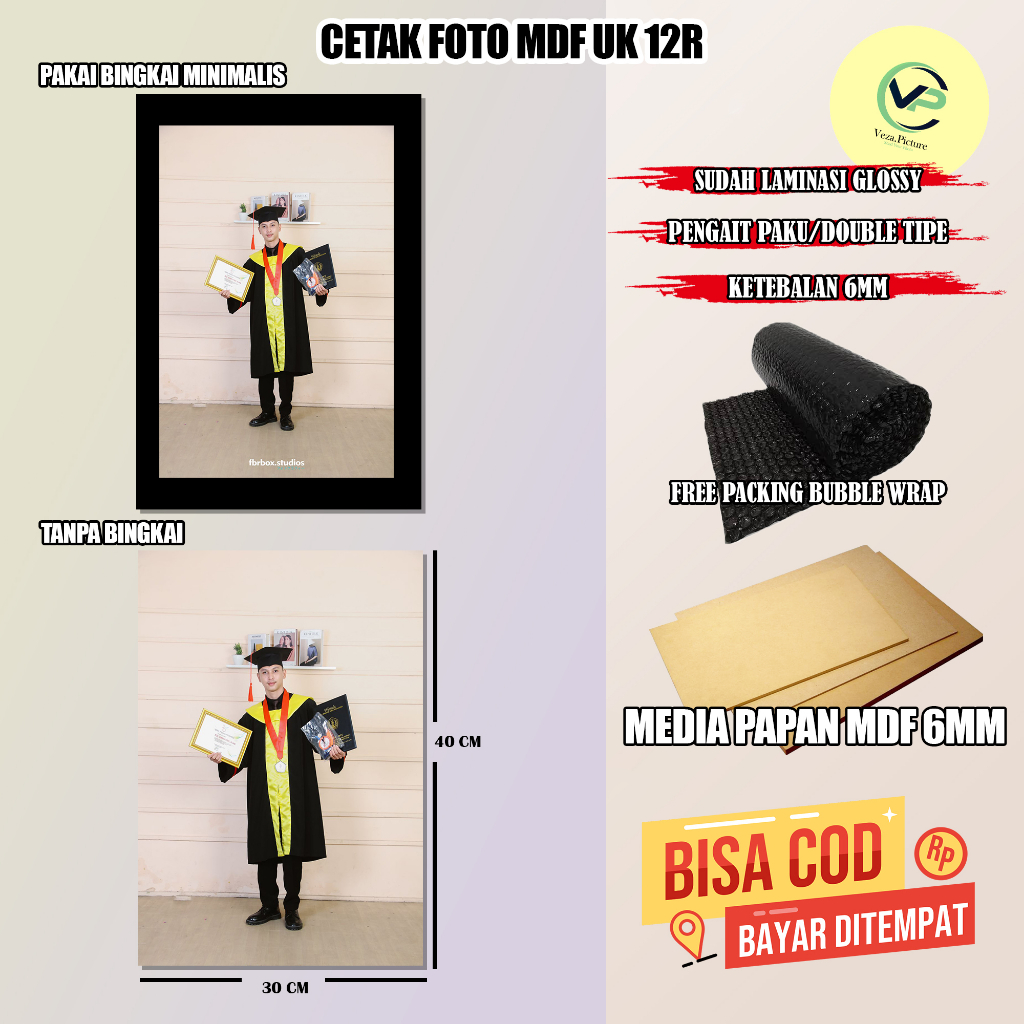 Jual CETAK FOTO PLUS BINGKAI UK 12R 30CM X 40CM | Shopee Indonesia