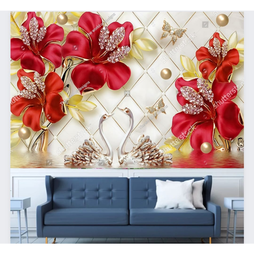 Jual WALLPAPER DINDING BUNGA MERAH 3D - WALLPAPER DINDING 3D BUNGA ...
