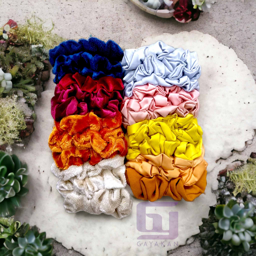 Jual 1 Lusin (12 pcs) Ikat Rambut Kuncir Kunciran Scrunchie Kain Satin ...