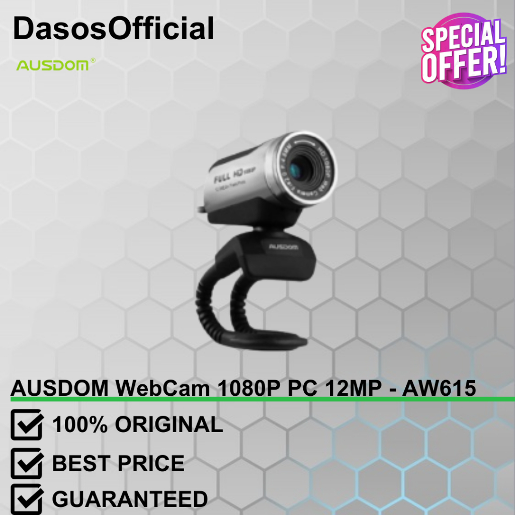 Jual AUSDOM WebCam 1080P PC 12MP with Built-in Mic - AW615 | Shopee ...
