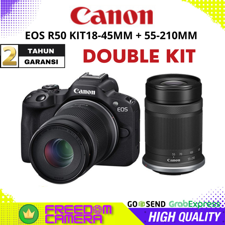 Jual Canon EOS R50 kit 18-45mm + 55-210mm Mirrorless Camera EOS R 50 RESMI | Shopee Indonesia
