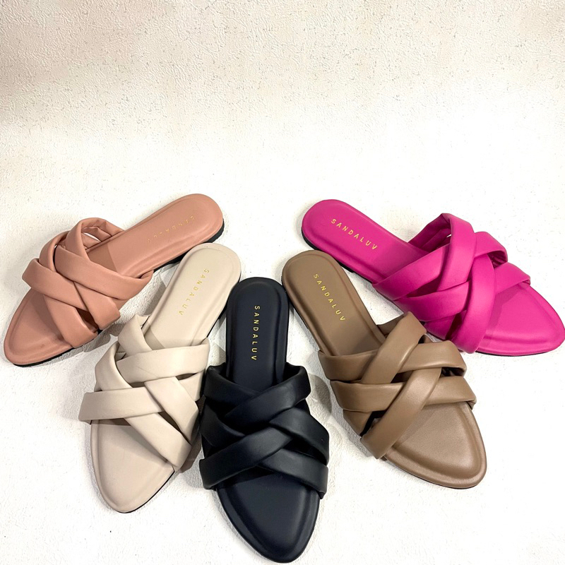 Jual pluffy color sandal wanita empuk ringan elastis | Shopee Indonesia