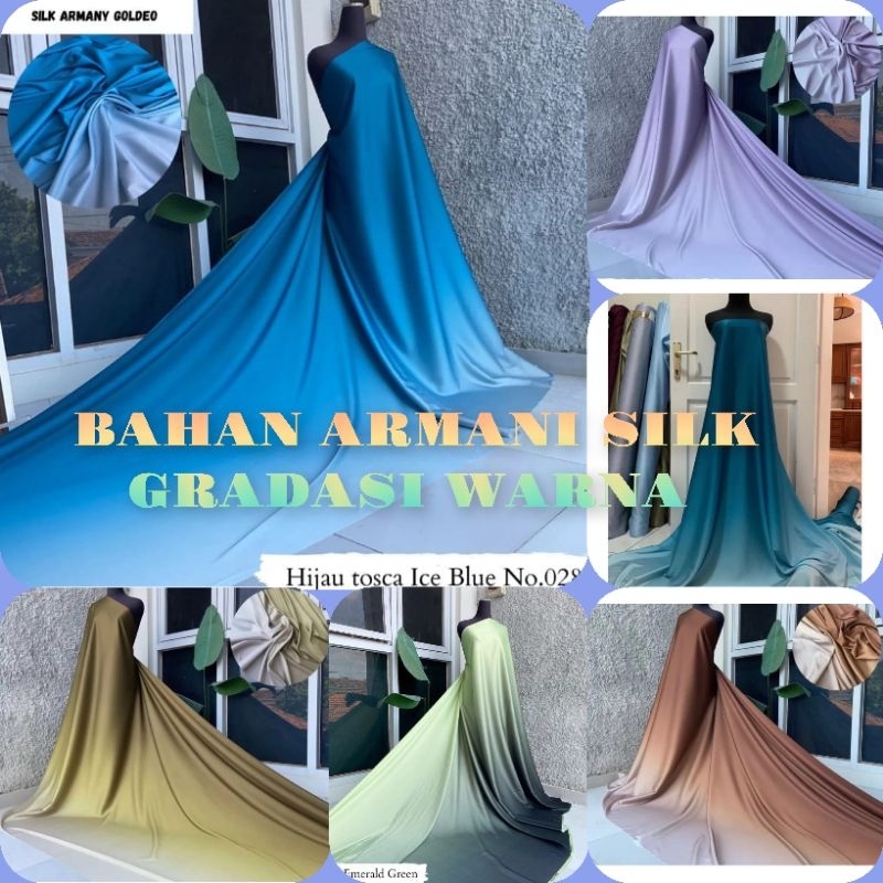 Jual bahan kain satin Armani silk gradasi warna/Armani gradasi/satin ...