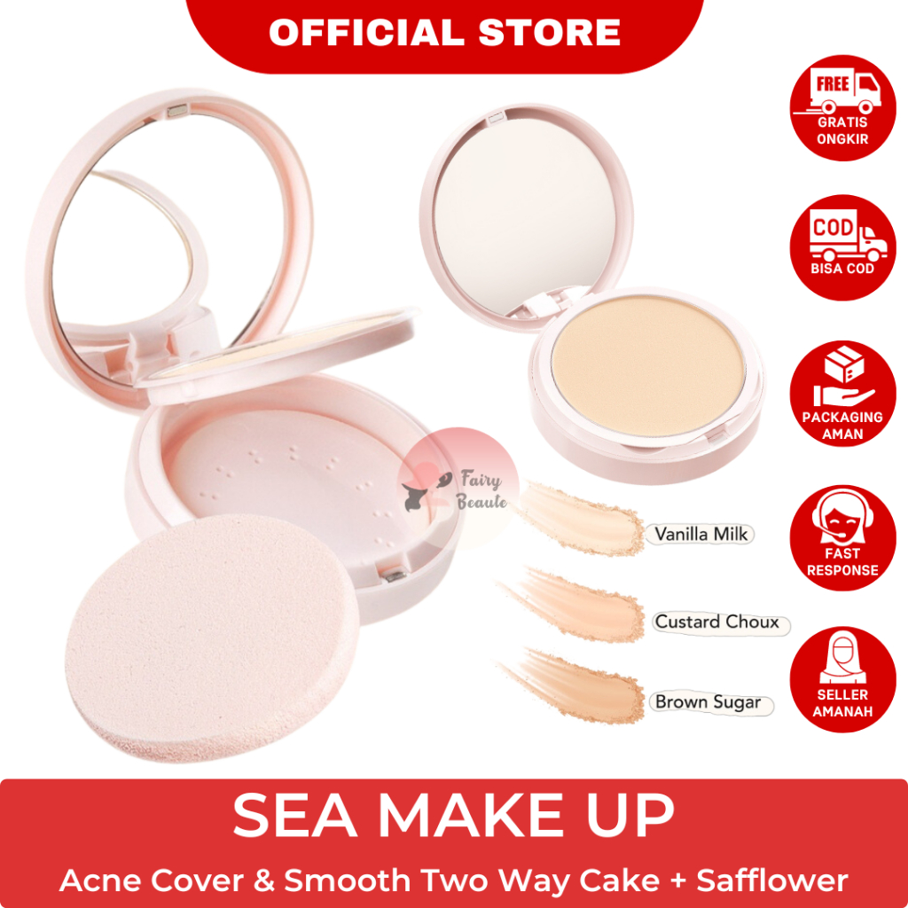 Jual Sea Makeup Acne Cover & Smooth Two Way Cake Pressed Powder and ...