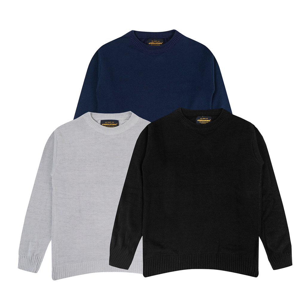 Jual KNITWEAR BASIC BLACK - NAVY - GREY - SWEATER RAJUT - BAHAN RAJUT ...
