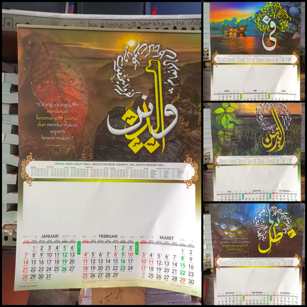 Jual KALENDER DINDING WALL KALENDER TRIWULAN TAHUN 2024 MOTIF KALIGRAFI ...