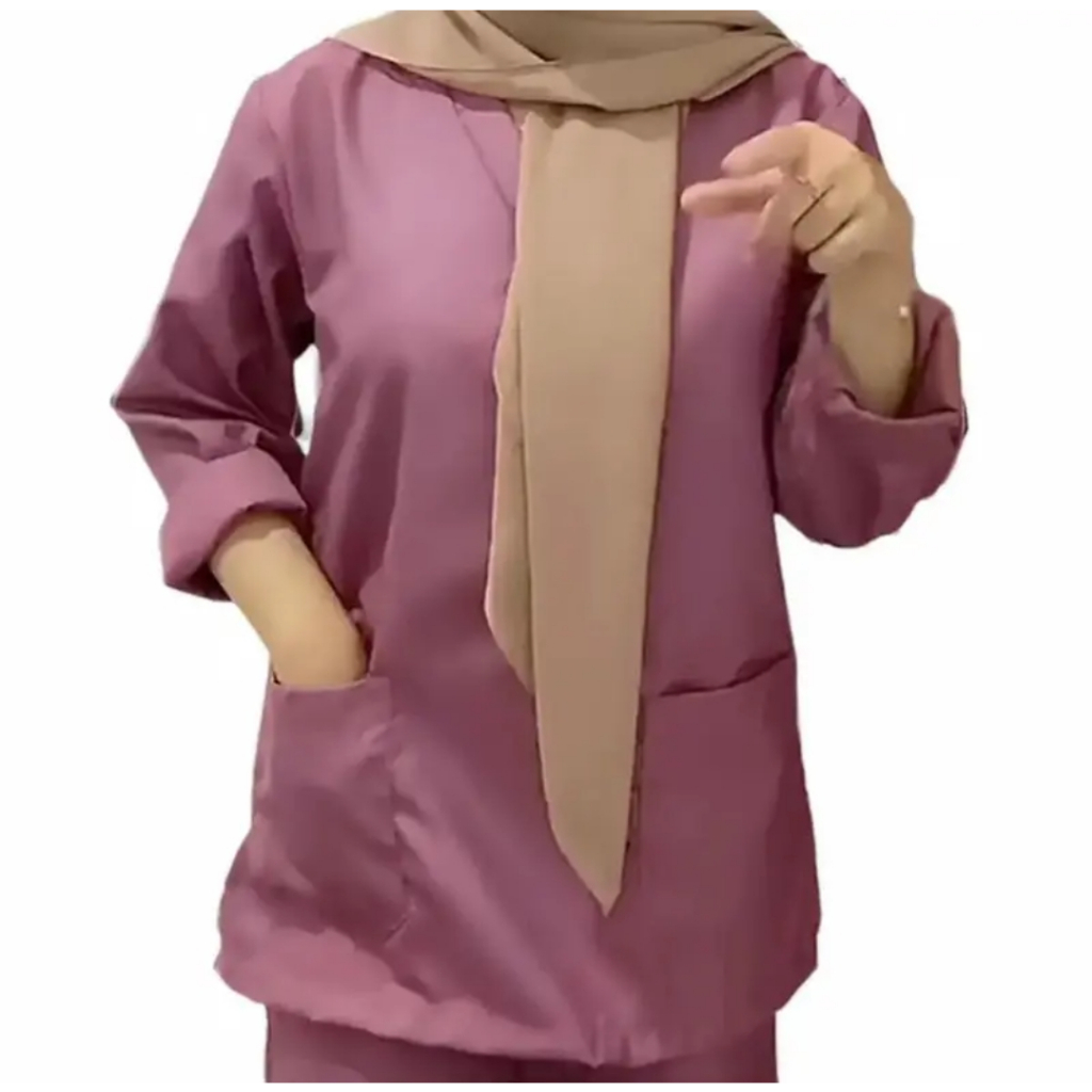 Jual TOYOBO dusty pink baju jaga oka ok perawat dokter bidan nakes ...