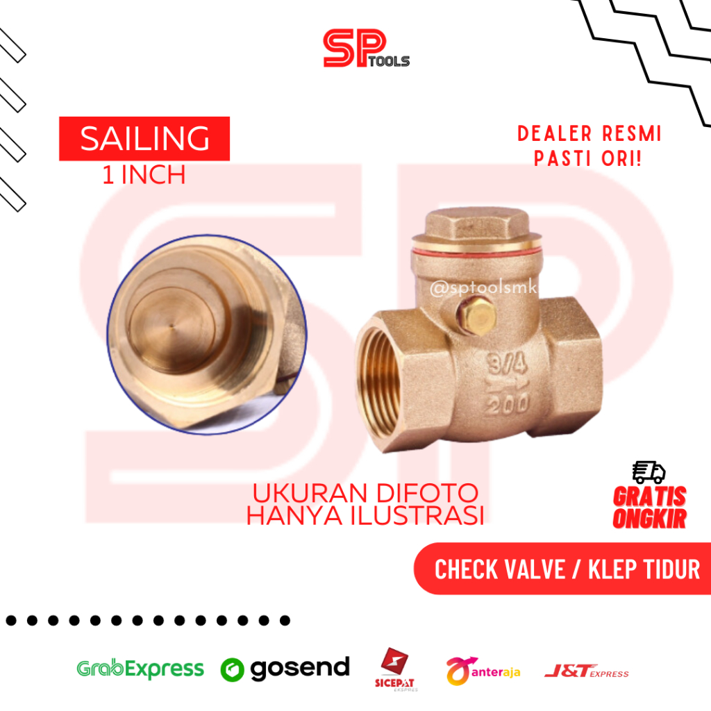 Jual CHECK VALVE / KLEP TIDUR / SWING CEK VALVE KUNINGAN 1" 1 INCH 3/4 ...