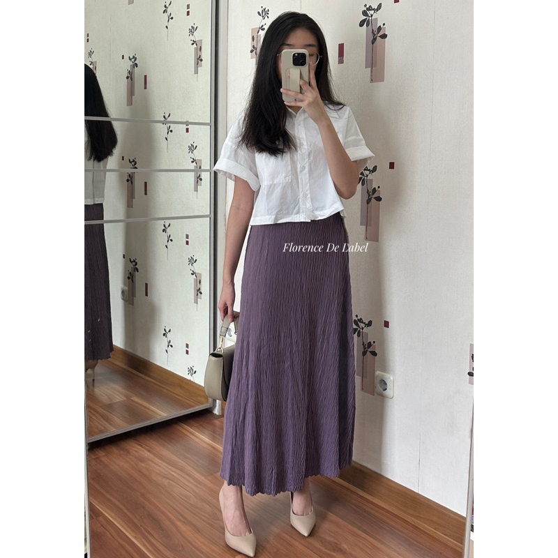 Jual ZIGZAG PLEATED SKIRT / Rok plisket panjang padi zigzag | Shopee Indonesia