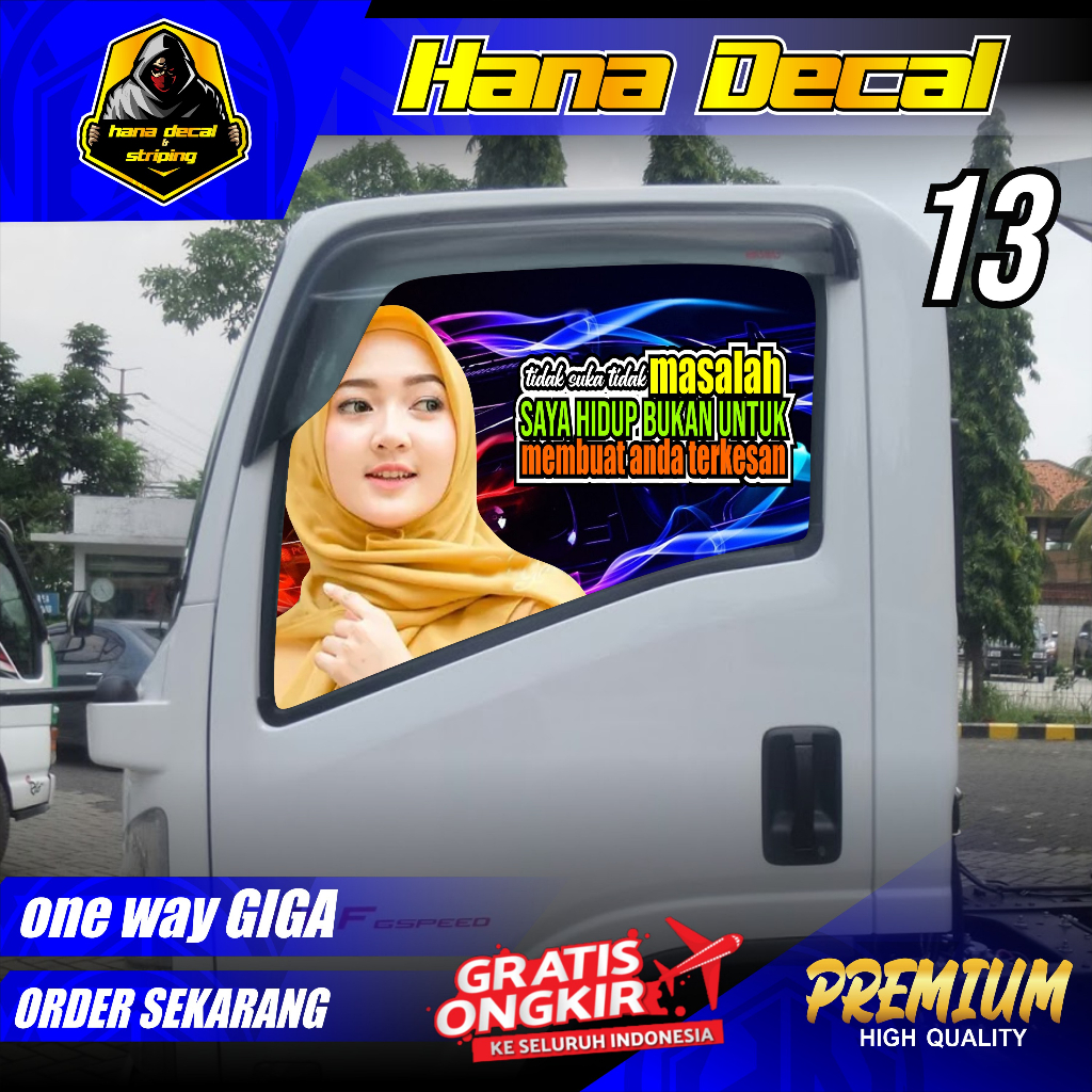 Jual STIKER TRUK ONE WAY KACA TRUK ELF GIGA HANA DECAL STORE KODE 13-16 ...