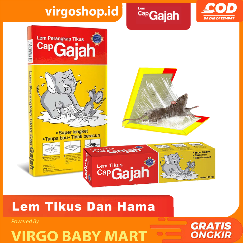 Jual Cap Gajah Lem Tikus - Perangkap Jebakan Tikus Cap Gajah | Shopee ...