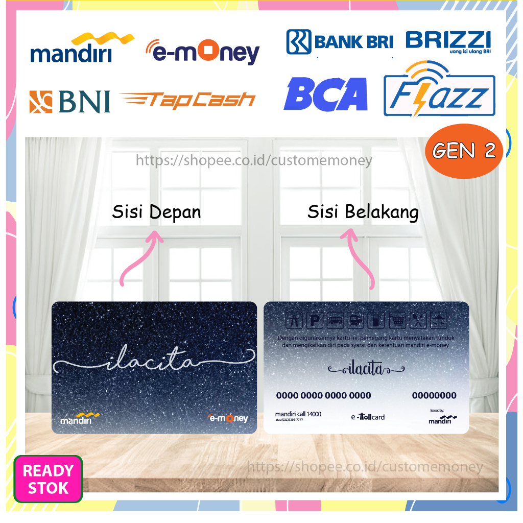 Jual KARTU EMONEY NAMA BLINK BLUE NAVY BIRU TUA ETOLL E-MONEY MANDIRI ...