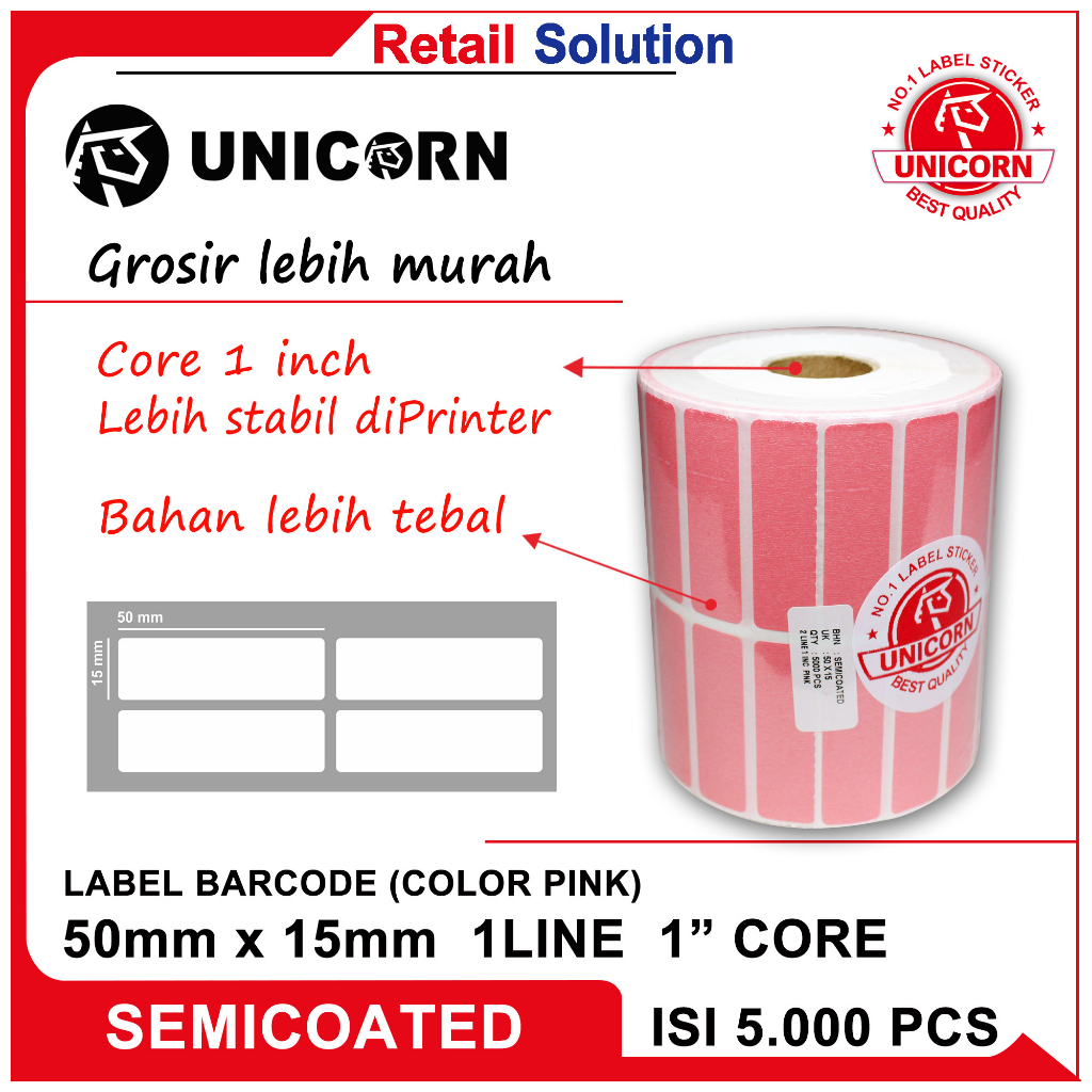 Jual Stiker Label Barcode Semicoat Warna 50x15mm / 50x15 mm / 50 x 15 ...