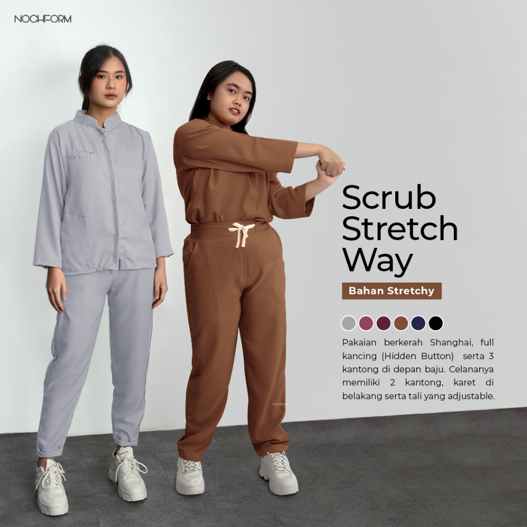 Jual 𝐍𝐎𝐂𝐇 𝐅𝐎𝐑𝐌 Scrub Stretch Way/ Doctor’s Scrub/ Set Baju Celana Jaga ...