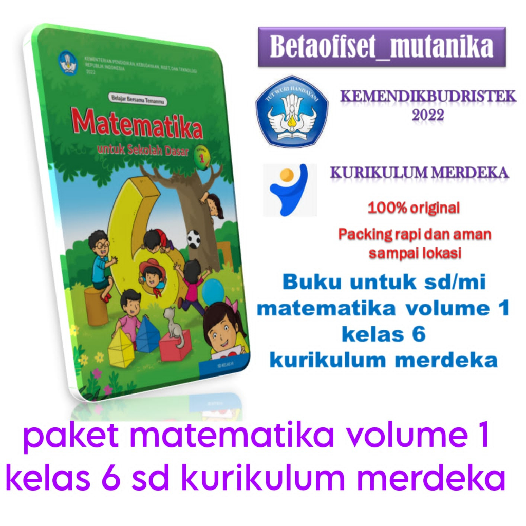 Jual Buku paket matematika volume 1 kelas 6 sd kurikulum merdeka ...