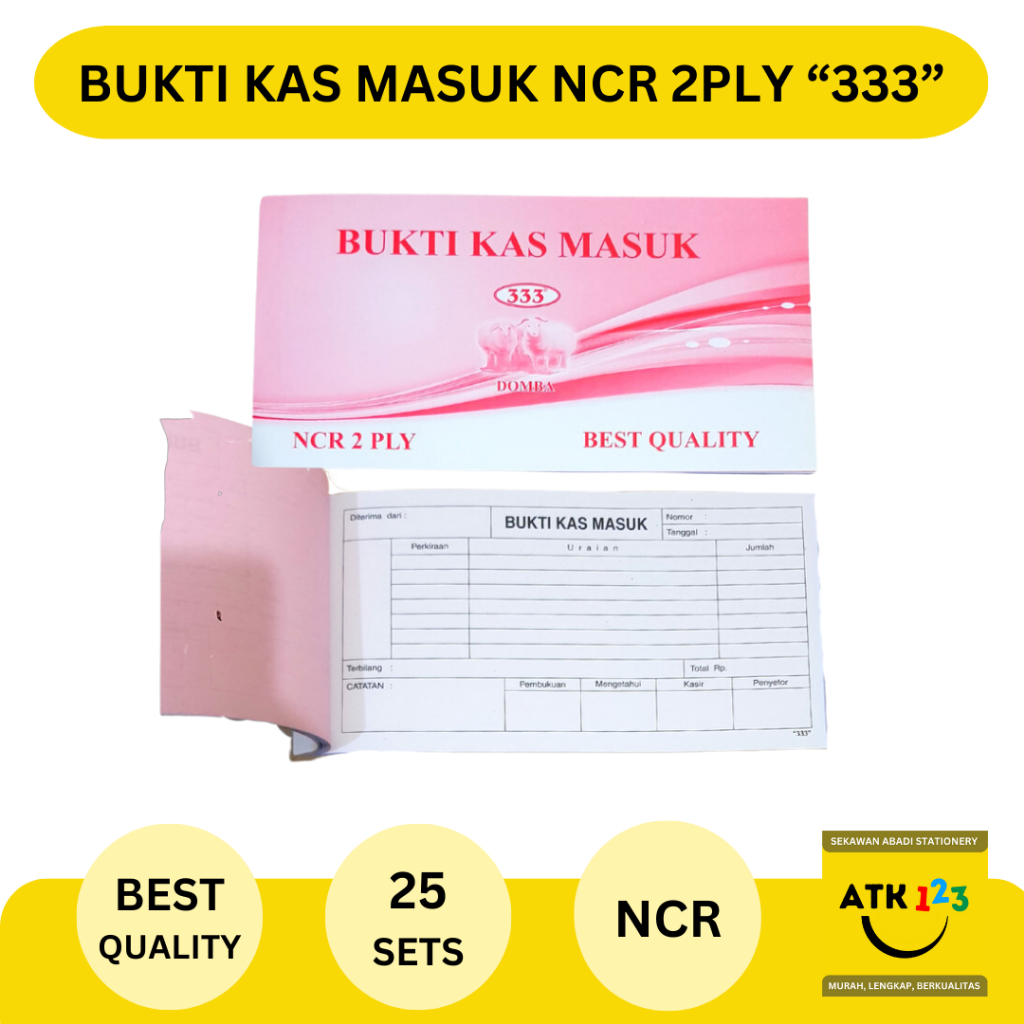 Jual Buku Bukti Kas Masuk NCR 2 Ply / Merk 333/ Putih Merah | Shopee ...