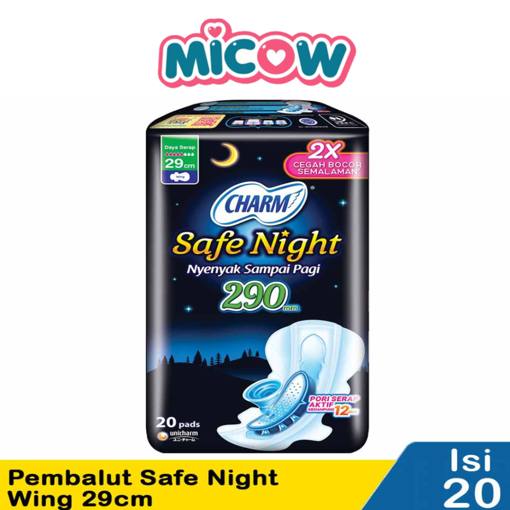 Jual Charm Pembalut Safe Night 29cm Wing 20 Pads | Shopee Indonesia