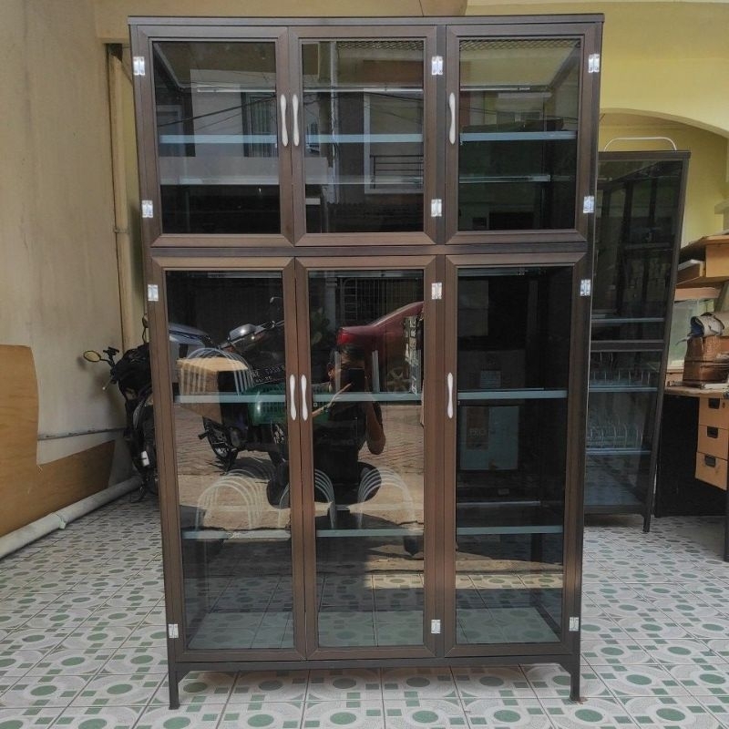 Jual Lemari piring 3 pintu aluminium tebal/lemari rak piring 3 pintu ...