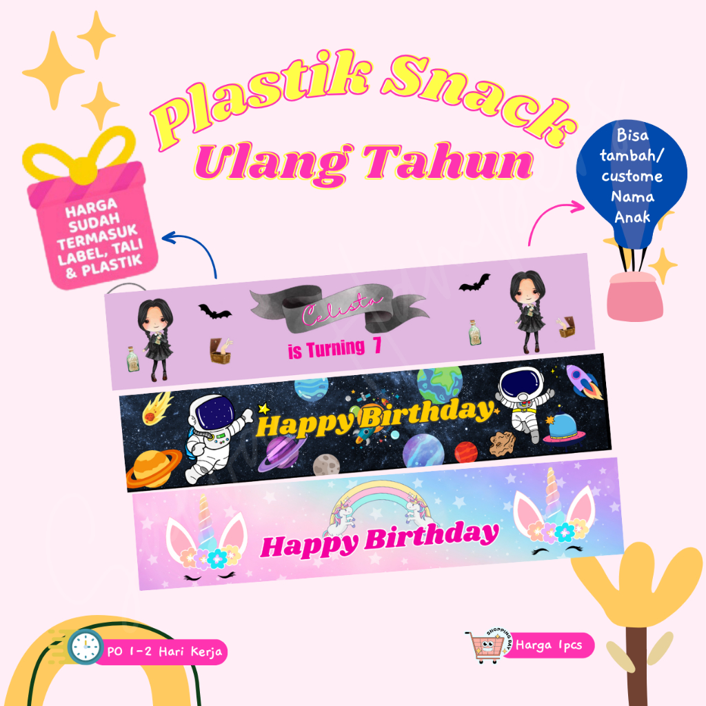 Jual Plastik Snack Ulang Tahun Custom (Free Desain nama dan foto ...
