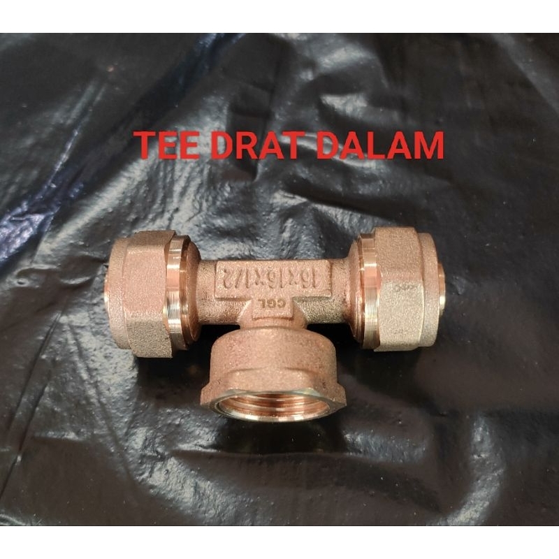 Jual tee drat dalam sambungan fitting air panas kuningan asli 1/2 inch | Shopee Indonesia