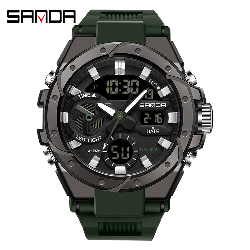 Jual SANDA 3313 Jam Tangan Pria Digital Analog Tali Rubber Chronograph ...
