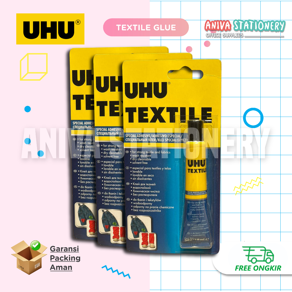 Jual UHU TEXTILE 19ML FABRIC GLUE LEM SEGALA KAIN BAJU CELANA TEKSTIL ...