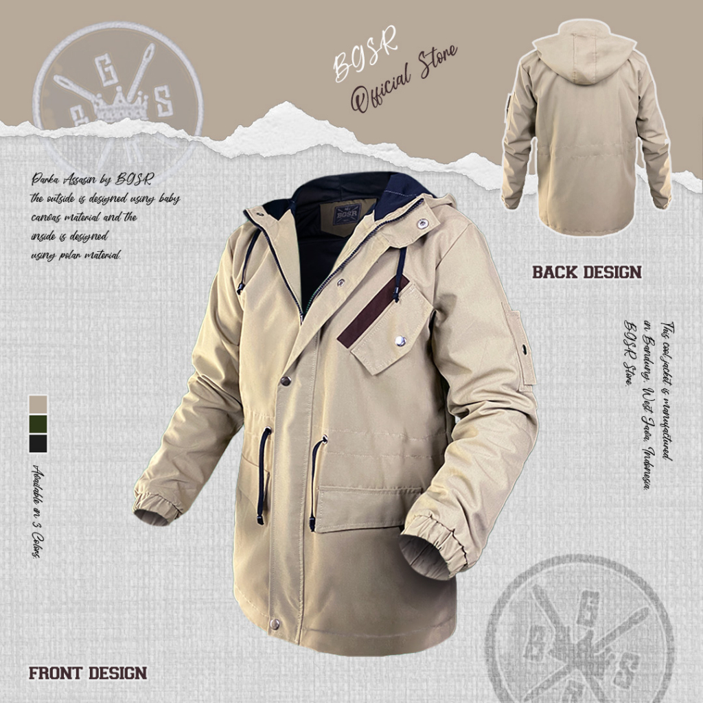 Jual Jaket Parka Pria Hoodie Jacket Long Coat Sleting Saku Dalam ...