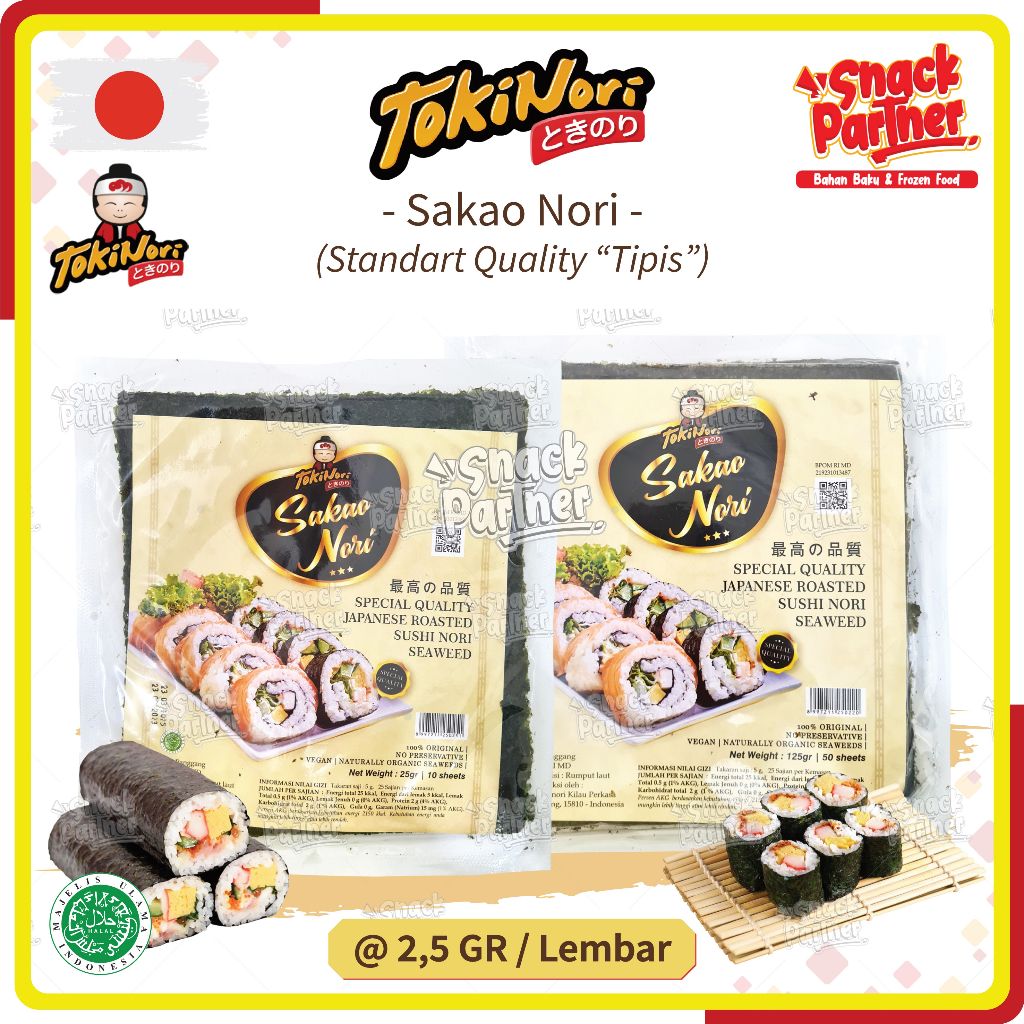 Jual SUSHI NORI 10 / 50 Lembar - TOKINORI / SAKAO | Roasted Seaweed ...