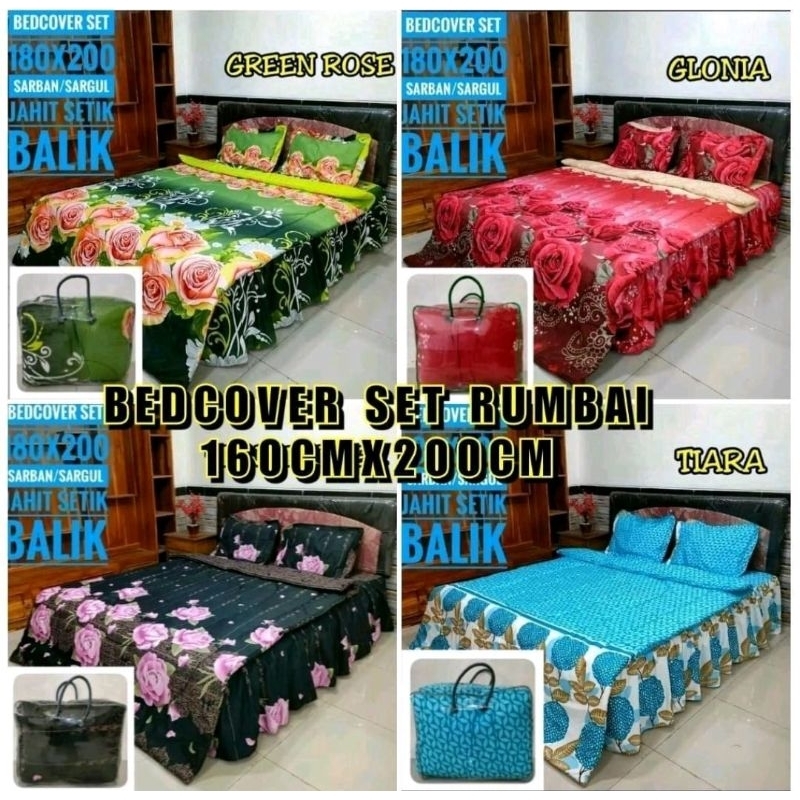 Jual BEDCOVER SET SPREI RUMBAI 160X200 | Shopee Indonesia